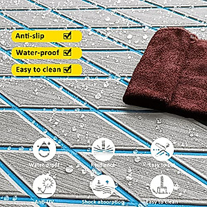 Boat Flooring EVA Foam Boat Decking Sheet Self-Adhesive Faux Teak Marine flooring Non-Slip Sea Deck Boat Flooring For Boat deck Yacht flooring Fishing MotorBoat mat Surfboard 74.8"x 27.5"/13"