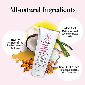 Kushae Feminine Soothing After Shave Cream - OB/GYN Made, Natural, Fragrance Free, Aloe-Based, pH Balanced Intimate Moisturizer for Women 4oz