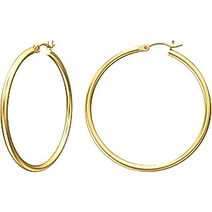 Gacimy Gold Hoop Earrings for Women, 14K Gold Plated Hoops with 925 Sterling Silver Post, Yellow Gold 40mm Medium