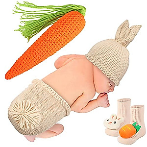 Easter Newborn Photography Prop Baby Boy Girl Photo Newborn Bunny Outfits Rabbit Hat Photoshoot Costume 0-6 Months(Rabbit)