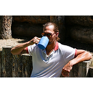 EcoVessel Double Barrel Mug Insulated Travel Coffee Cup with Lid & Wide Grip Handle Stainless Steel Beer Stein, Travel Whiskey Glass, Country Travel Mug or a Moscow Mule Tumbler Cup