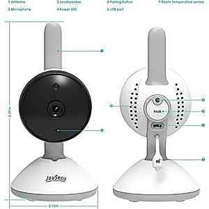 JouSecu Baby Monitor with 2 Cameras, Video Baby Monitor, 4.3 Inches LCD Split Screen, 1000ft Range Rechargeable Battery, with 2 Way Audio,Temperature Detection,Baby Crying Detection,Night Vision