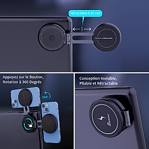 Magnetic Wireless Car Charger Mount Compatible with MagSafe Designed for Tesla Model, 15W Fast Charging Magnetic Car Phone Mount Foldable Invisible Dashboard for iPhone 16/15/14/13/12(Black)