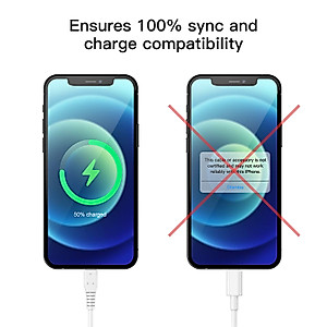 6ft iPhone Charger 5Pack,Lightning Cable 6 Foot,MFi Certified Long Charging Cord 6 feet Compatible with Apple iPhone 11/Pro/Max/SE/X/XS Max/XR/8/8 Plus/iPad/iPod (White)