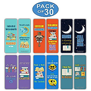 Reading Bookmarks for Books (30-Pack) - Modern Book Lover Bookmarker Cards Party Favors - Premium Quality Gifts Stocking Stuffers for Men Women Adults Teens Kids Boys Girls