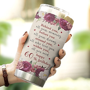 DOAKIZZ 60th Birthday Gifts for Women Stainless Steel Tumbler/Cup 20oz 1PC
