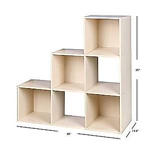 Home Basics Open and Enclosed Cube MDF Storage Organizer, Oak (6-Cube Tiered)