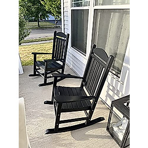 Xilingol Patio Rocking Chair, Poly Lumber Porch Rocker with High Back, 400Lbs Support Rocking Chairs for Outdoor Garden Lawn, White