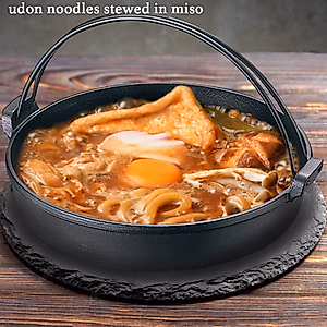 TIKUSAN Japanese Cast Iron Hot Pot Sukiyaki Nabe Pan Made in Japan (10.2" (26cm))