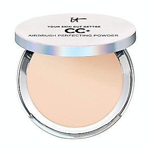 IT Cosmetics CC+ Airbrush Perfecting Powder Foundation - Buildable Full Coverage Of Pores & Dark Spots - Hydrating Face Makeup with Hyaluronic Acid - Talc-Free - 0.33 oz - Light