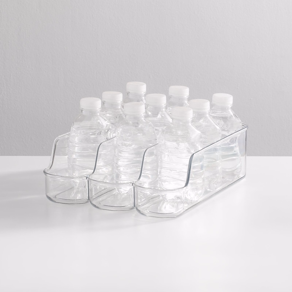 mDesign Small Plastic Kitchen Storage Organizer Divided Bin for Tall Skinny Soda/Pop Cans - 3 Compartments for Kitchen, Pantry, Refrigerator - Clear