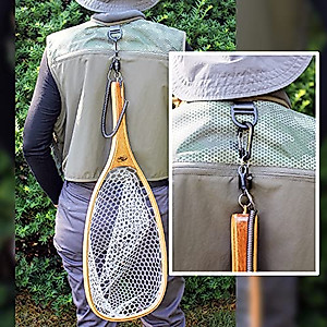 SF Fly Fishing Landing Soft Rubber Mesh Trout Catch and Release Net with Black Magnetic Net Release Combo Kit (Clear A Combo Small Holes)