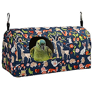 Parrot Cockatiel Warm House Bird Nest Bed Winter Hanging Hammock Birds Sleeping Bed Parrot Hideway Bed Polyester Fabric Washable for Parrot Parakeet Cockatiels Budgies Lovebird African Grey (L)
