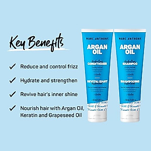 Marc Anthony Argan Oil Shampoo & Conditioner Set with Keratin - Moisturizing & Hydrating for Dry, Dull Hair - Repairs, Strengthens & Revives Shine with Nourishing Argan Oil of Morrocco - Sulfate Free
