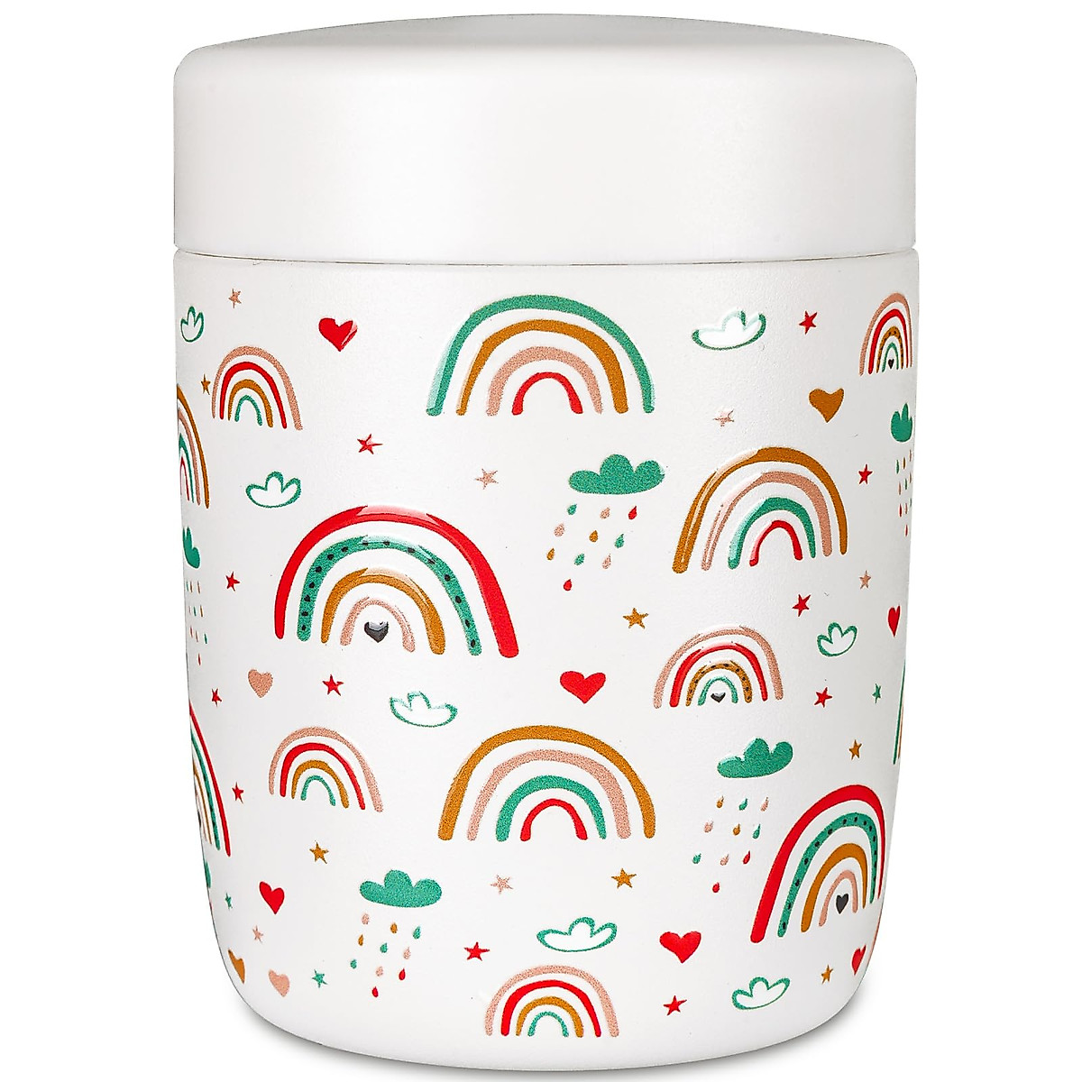 Charcy 9oz Stainless Steel Vacuum Insulated Kids Food Jar - Soup Thermo for Hot & Cold Food - White Rainbow