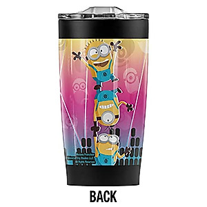 Logovision Minions OFFICIAL Neon Rave Stainless Steel 20 oz Travel Tumbler, Vacuum Insulated & Double Wall with Leakproof Sliding Lid