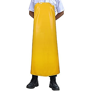 Surblue Waterproof Rubber Vinyl Apron, 43" Heavy Duty Aprons, Anti-Corrosion Rubber Apron, Project Industrial Chemical Resistant Work Safe Clothes, Butcher, Dishwashing, Lab Work, Dog Grooming, Yellow