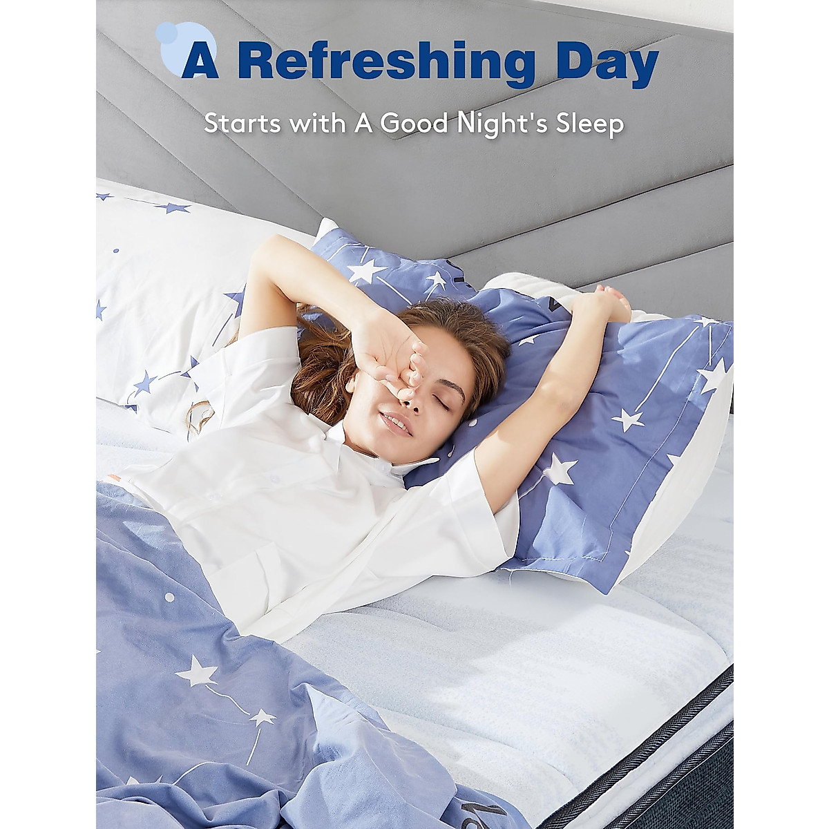 Lomeluous Cal King Mattress, 14 Inch Plush Cooling Gel Memory Foam Hybrid California King Mattress with Pocket Spring, Medium Firm, Adaptive Support, for Cozy Sleep, Pain&Pressure Relief, CertiPUR-US