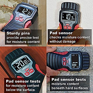 Calculated Industries 7445 AccuMASTER Duo Pro Pin & Pinless Moisture Meter Detects Hidden Leaks and Moisture | Combo Non-invasive Pad + Pin Sensors | for Restoration Contractors, Woodworkers, DIYs