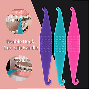 50 Pack Braces Rubber Band Tool Dental Elastic Rubber Bands Placers for Braces Disposable Plastic Orthodontic Elastic Placers (50 Count)