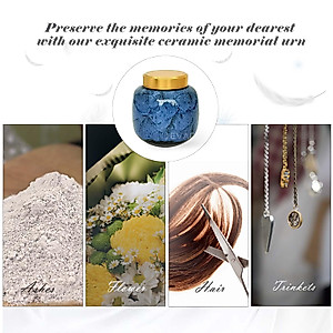 Blue Handmade Ceramic Urn for Ashes - 6.7 fl oz (0.8 Cup) Memorial Keepsake (3.15" H) with Secure Aluminum Lid, Small Urn for Pets, Children & Sharing Adult Ashes
