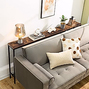 ALLOSWELL Console Table, 70.9" Narrow Long Sofa Table, Entryway Table, Industrial Sofa Table, Side Table, for Hallway, Living Room, Sturdy and Stable, Easy to Assemble, Rustic Brown CTHR18001