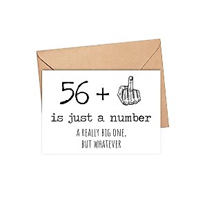 57th Birthday Card - 57 Is Just A Number A Really Big One But Whatever - 57 Year Old Birthday Card - Funny Birthday - Rude 57th Birthday Card - 56 + Middle Finger - Snarky Humor - Funny Adult Card