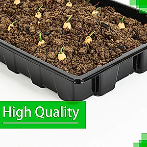 10 Pack Strong Plant Growing Trays, Extra Strength Durable Black Plastic Growing Trays (Without Drain Holes) for Greenhouse and Flowers, Wheatgrass, Sprouting, Plants Growing