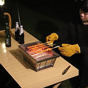 Camping Fire Pit, Portable Camping Grills with Storage Bag, Foldable Camping Campfire Grill for Fireplace Outdoor BBQ Camping, Fire Pit Stainless Steel Grills for Picnics Party