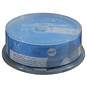 New Permanent Data Storage DVD+R INKJET M-Disc Media 25 Pack