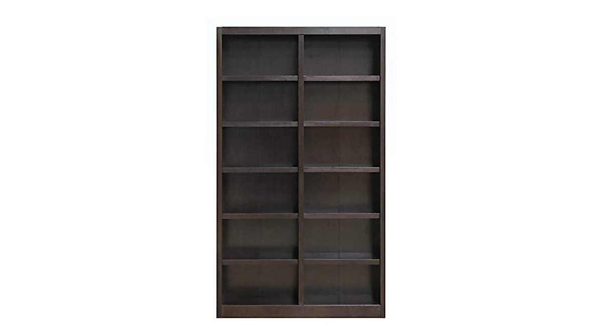 Espresso 84" Double Wide Bookcase - 12 Shelves