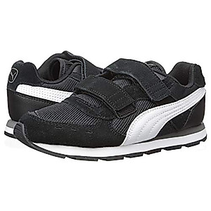 PUMA Unisex-Baby Vista V Sneaker, Black-White, 4 M US Toddler