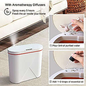 aDeerElf Automatic Trash Can with Essential Oil Diffuser,4 Gallon Bathroom Trash cans with lid,Touchless Trash Can Bedroom,Small Smart Trash Can Motion Sensor,Slim Garbage