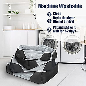 RIROMGY Dog Bed for Medium Dogs, Rectangle Machine Washable Dog Bed Warming Calming Pet Sofa Comfortable Orthopedic Dog Bed for Small Medium Dogs with Anti-Slip Bottom