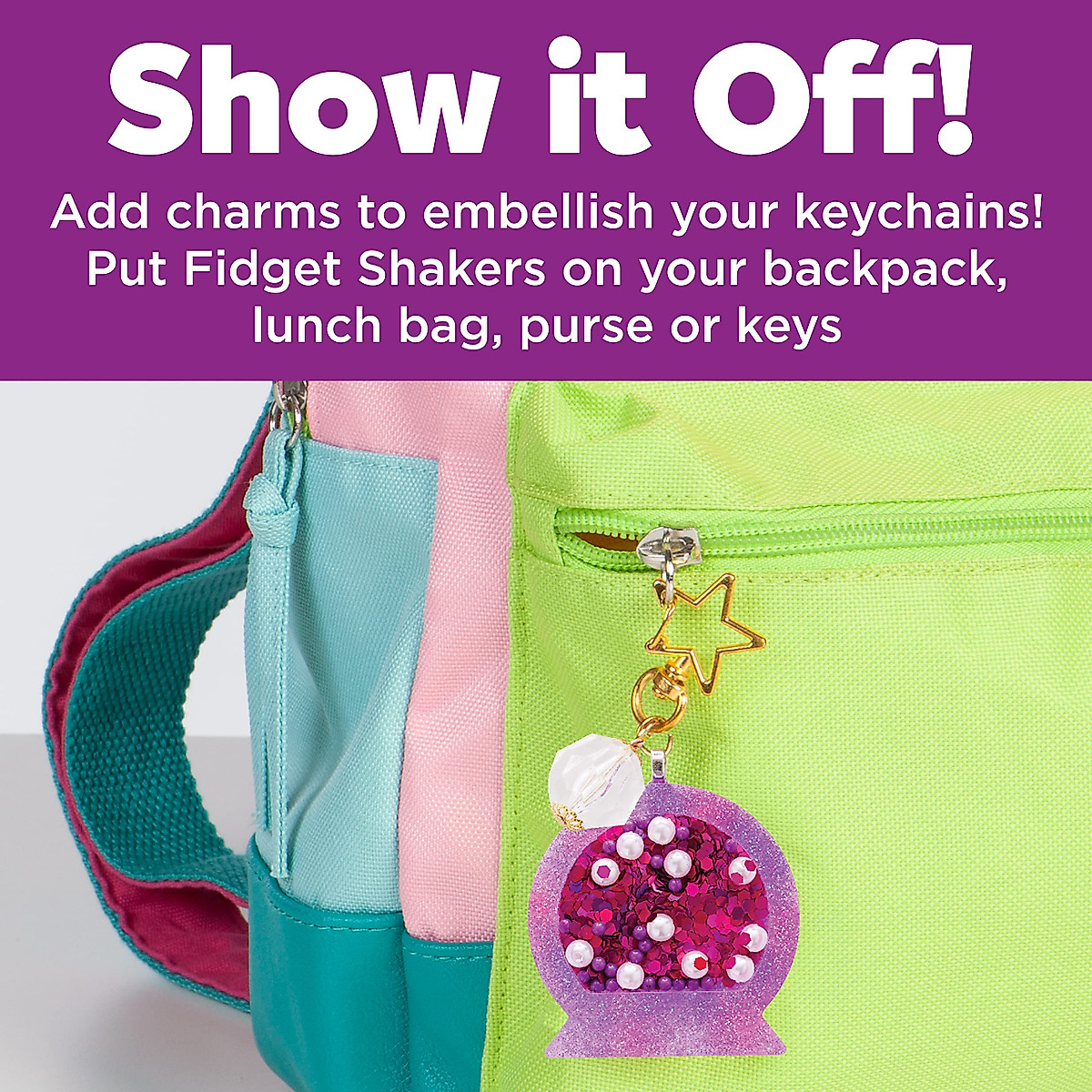 Creativity for Kids Resin Fidget Shakers - Create 3 Sensory Keychains, DIY Crafts for Kids Age 8-10+, Neon, 3" x 3"