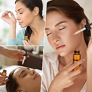 Bokon 100 Pcs Glass Dropping Bottles Mini Essential Oil Dropper Bottles Empty Sample Vials with Black Cap Tiny Storage Jars with Dropper for Perfumes Cosmetic Liquid Aromatherapy Lab (Amber,5 ml)