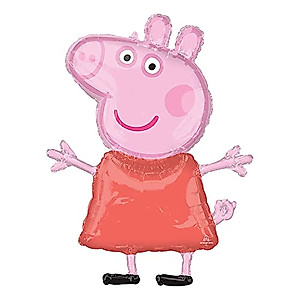 Customizable Peppa Pig Balloon Bouquet featuring Peppa - Choose your Age Number - Party Supplies Bundle, Birthday Decorations, Foil and Latex, Inflate With Helium