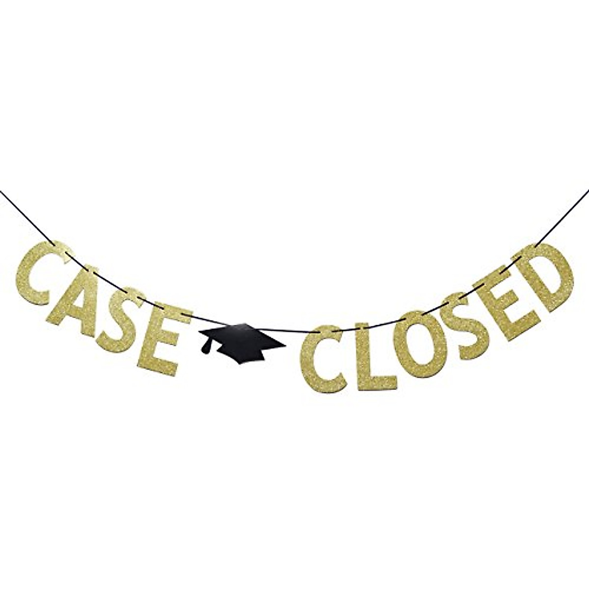 Qttier Case Closed Gold Glitter Banner, Class of 2022 Law School Graduation Party Supplies Bunting Photo Booth Props Sign