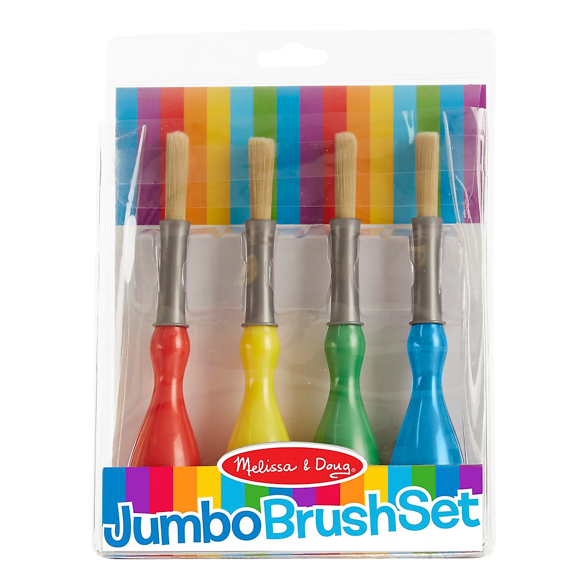 Melissa & Doug Jumbo Brush Set - 4-Pack, Paintbrushes in Red, Blue, Green, Yellow