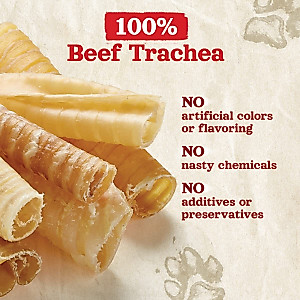 Natural Farm Beef Trachea (12 Inch, 8 Pack), 100% Beef Chews, Natural Glucosamine and Chondroitin for Joint & Hip Mobility, Bone Strength – Low Fat Crunchy & Crispy Treats for All Dogs