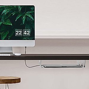 Under Table Shelf - Clear Under Desk Shelf for Laptop, PC,Mac Mini, Computer, and Gadget. Under Table Mount Shelf, Storage, Desk Hanging Organizer, Desk Laptop Holder, PC Desk Mount