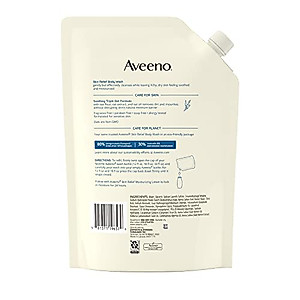 Aveeno Skin Relief Fragrance-Free Body Wash Refill with Oat to Soothe Itchy, Dry Skin, Gentle, Formulated without Soaps, Dyes, Parabens, Phthalates & Alcohol, for Sensitive Skin, 36 fl. oz