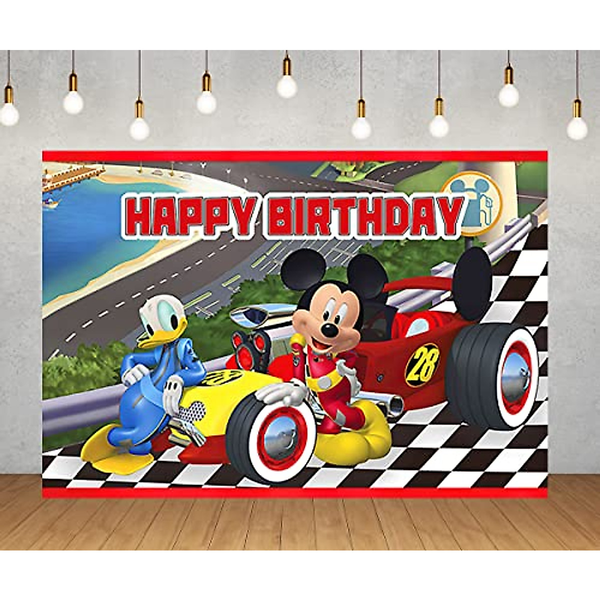 Mickey and The Roadster Racers Backdrop for Birthday Party Decorations Mickey Banner for Baby Shower Party Supplies 5x3ft