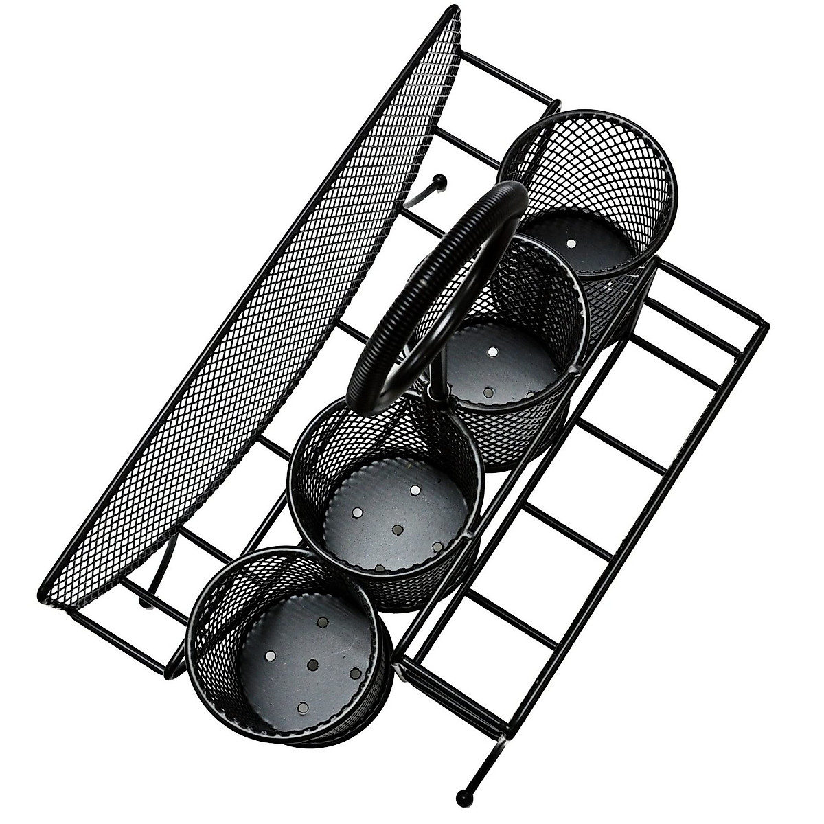 Picnic Plate Napkin Flatware Storage Caddy Organizer Holder, Black