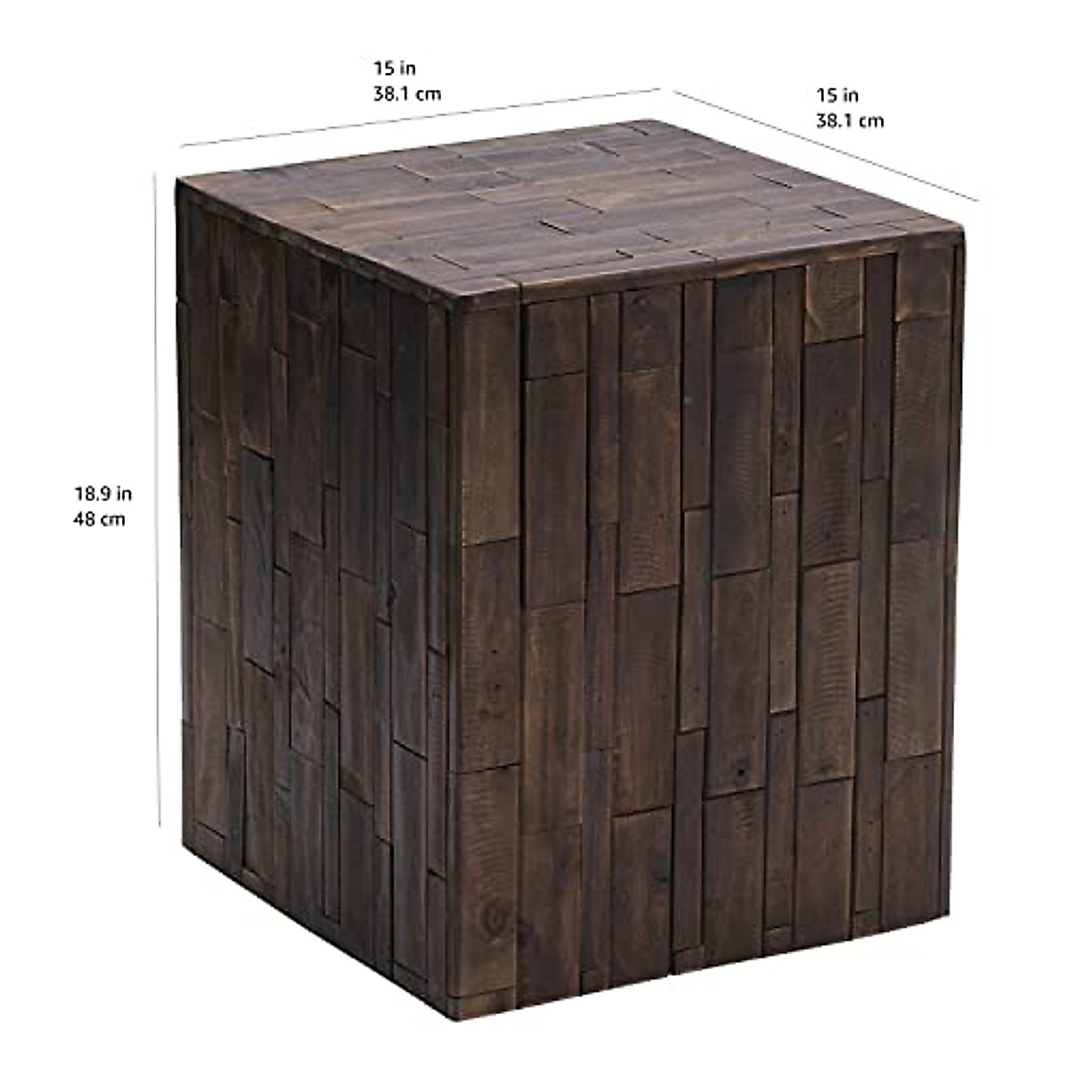 Amazon Aware FSC Certified Indoor/Outdoor Recycled Square Wood Stool and Plant Stand, Cocoa Wash Brown