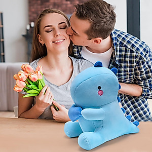 altoance Dinosaur Plush Pillow, Cute Heart-Shaped Plush Dinosaur, Plush Animal Plush Toys, Birthday Gifts for Girls and Boys (blue/12in)