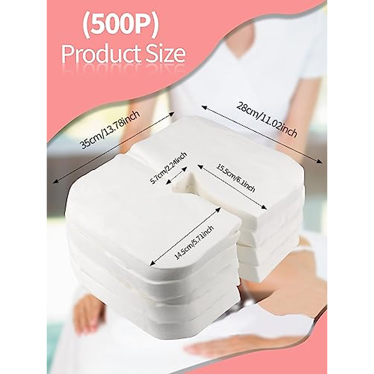 Disposable Face Cradle Covers, Kalolary Ultra Soft Non-Sticking Flat Face Rest Cover White Headrest Covers for Massage Tables, Chairs and Spa Bed (500pcs)