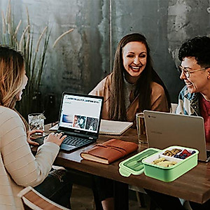 UPTRUST Bento Lunch container For Kids, Bento adult box With 3 Compartment. Leak-proof, Microwave safe, Dishwasher Safe, Freezer Safe,Meal Fruit Snack Packing Box(Spoon&Fork included) (Green)