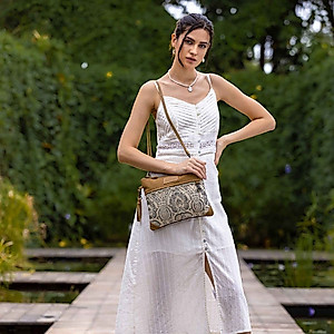 Myra Bag Floral Flow Small & Cross Body Bag Upcycled Canvas & Leather S-2576