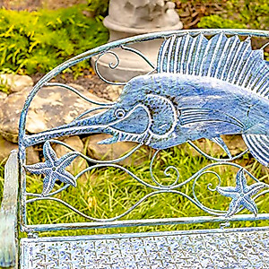 Lesera Ltd. Coastal Blue Metal Furniture Collection BenchArm Chair (Swordfish Bench)